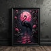 Gothic Black Flamingo Art Print: Pink Moon, Dark Tropical Decor - Etsy