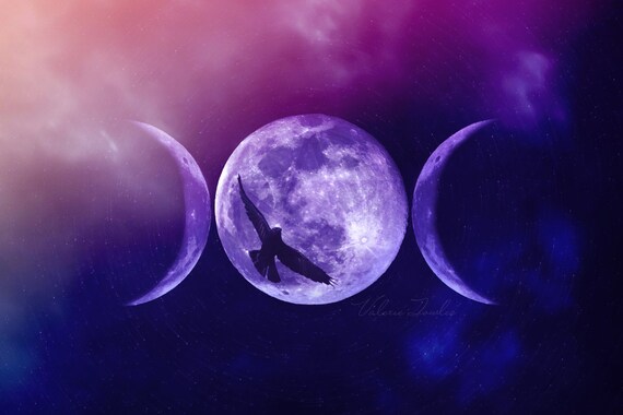 Wicca Triple Goddess Moon Canvas or Mounted Print Wiccan Pagan | Etsy
