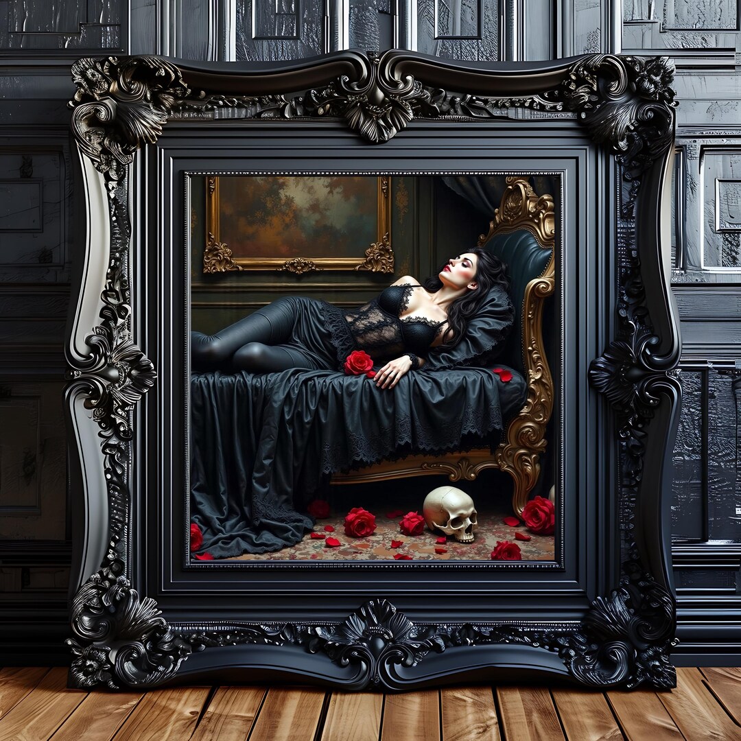 Elegant Gothic Woman Laying Down Gothic Art Victorian Goth Artwork ...