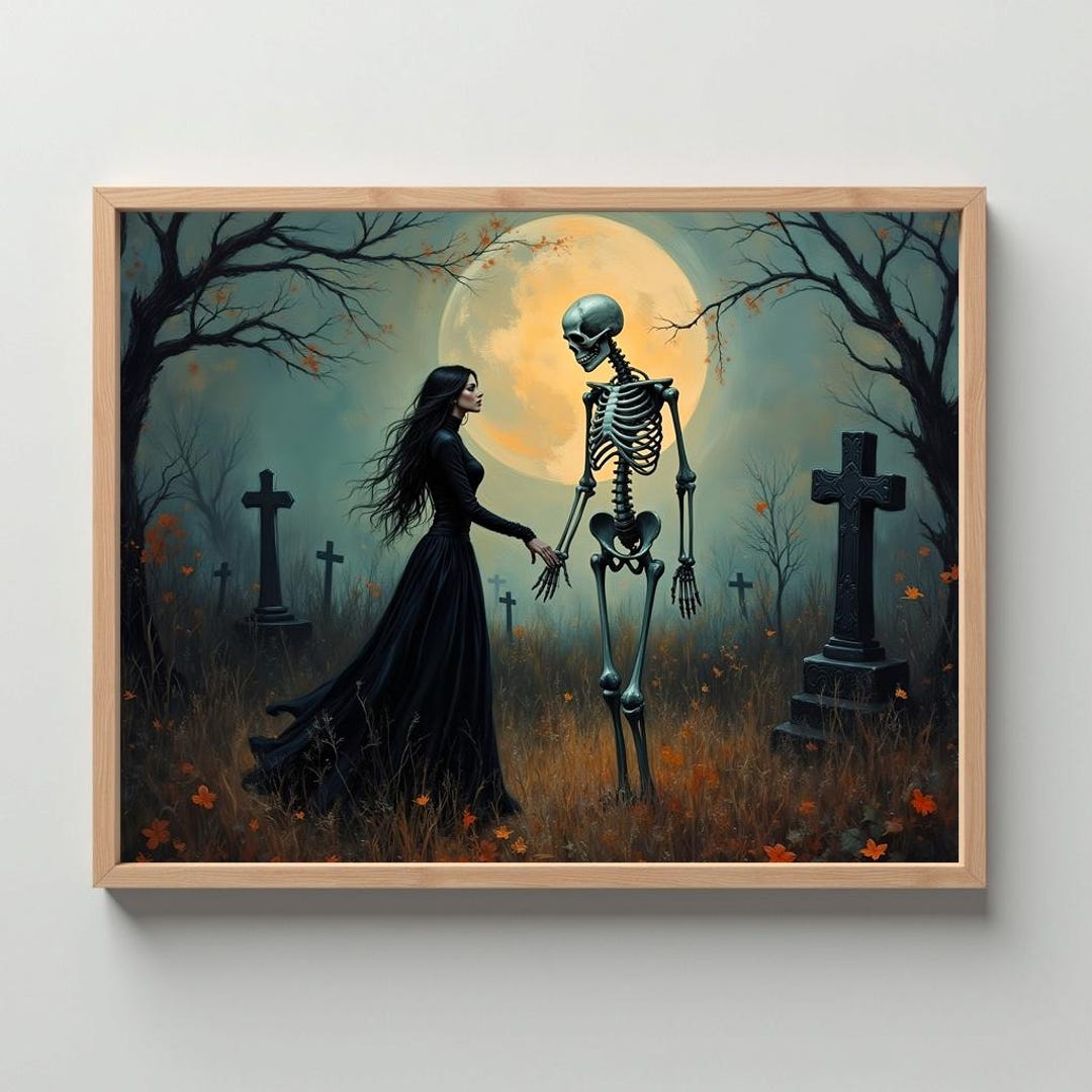Witch Dancing With Death Under the Moon | Macabre Art | Witch Art ...