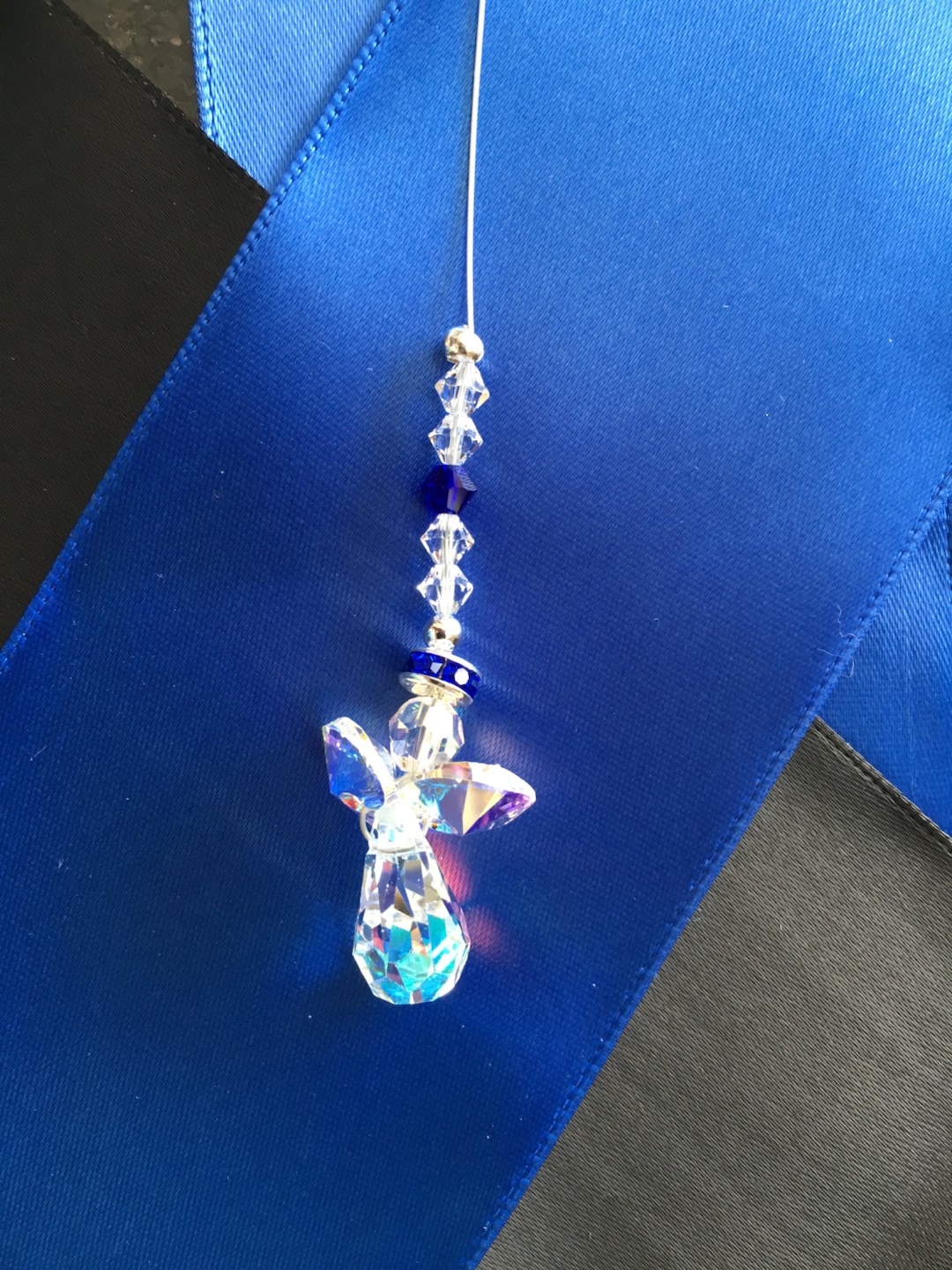 Thin Blue Line Angel, Handmade W/swarovski Crystal - Etsy