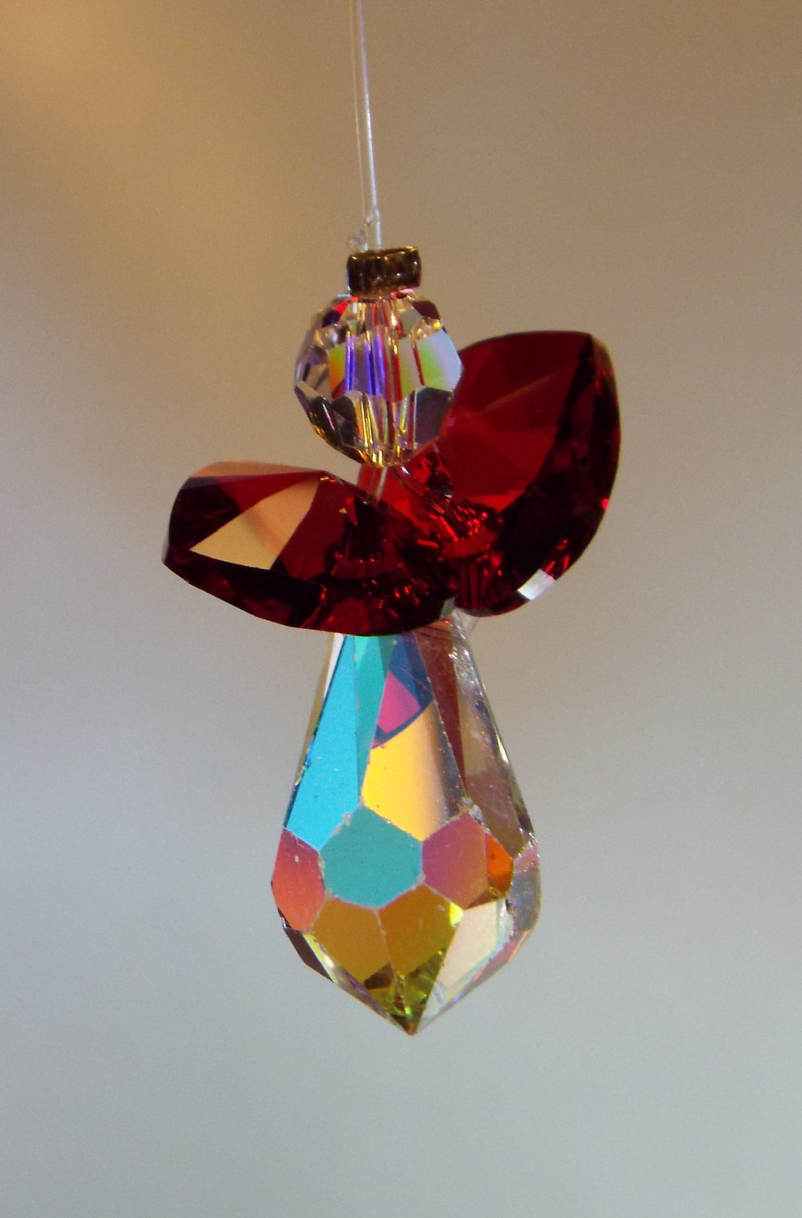 Handmade Swarovski Crystal Christmas Angel ornament siam red - Etsy.de