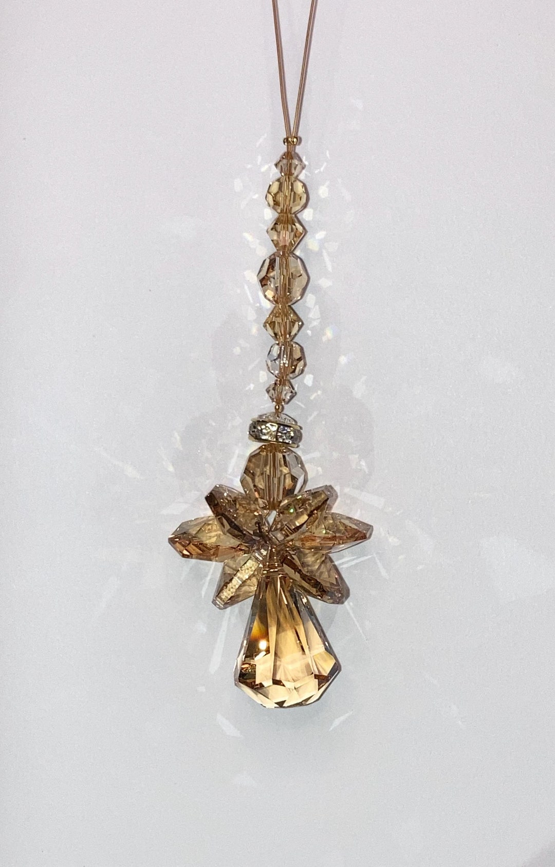 Christmas Angel Ornament Handmade With Swarovski Crystal in Golden ...