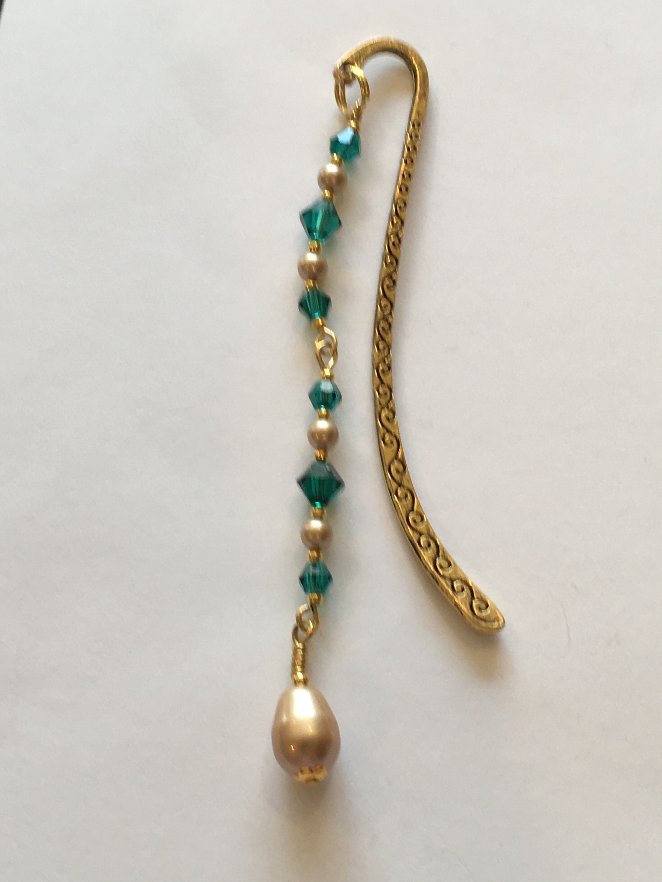 Antique Gold Color Bookmark Made With Emerald Green Swarovski Crystal ...