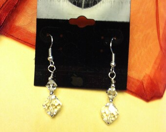 CLEAR AB Iridescent Crystal Earrings Sterling Silver Swarovski - Etsy