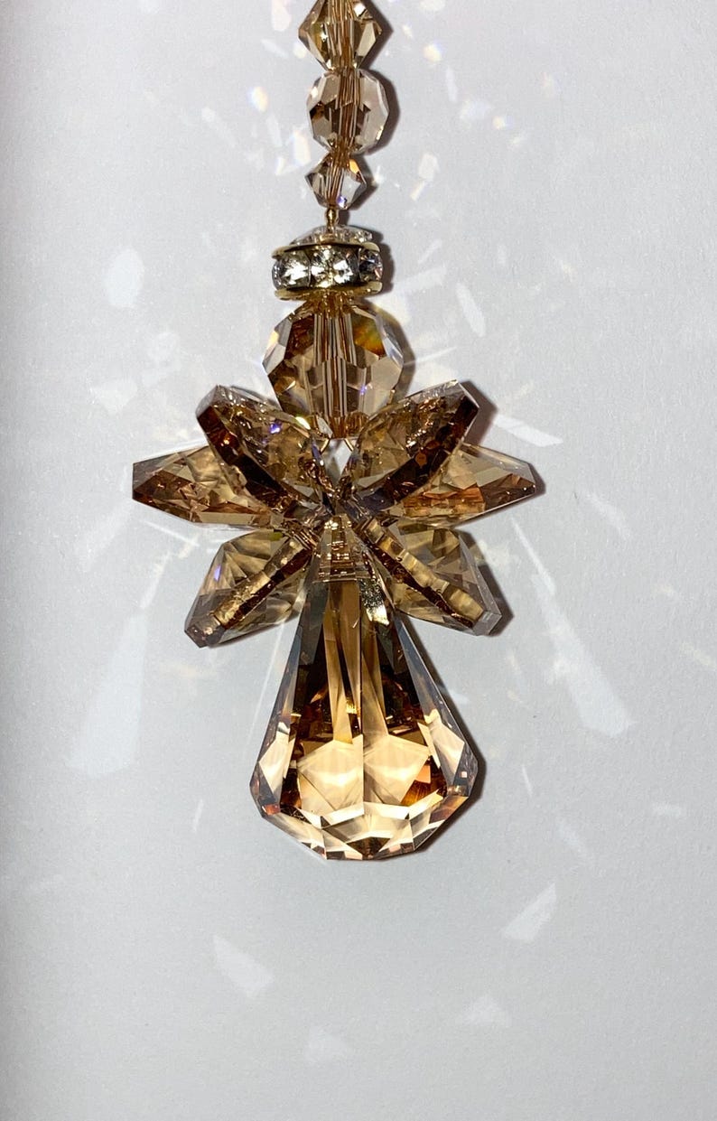 Christmas Angel Ornament Handmade With Swarovski Crystal in Golden ...