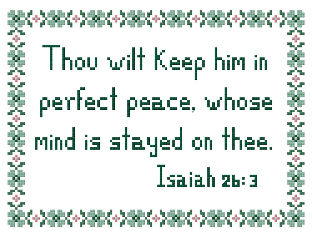 Isaiah 26:3 Cross Stitch Pattern--digital Download--faith Based--bible ...
