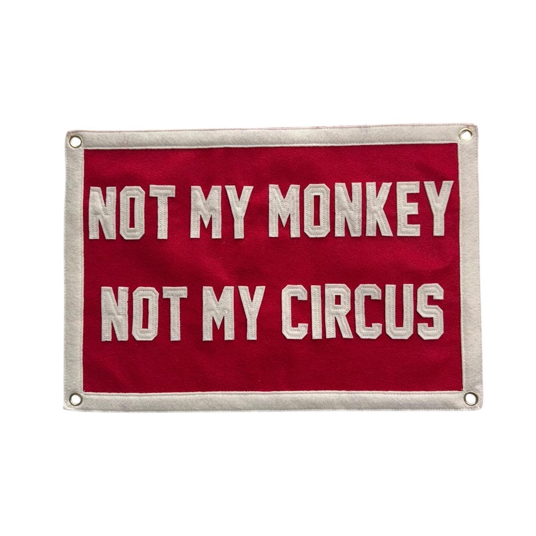 Not My Monkey Not My Circus Wall Pennant - Etsy