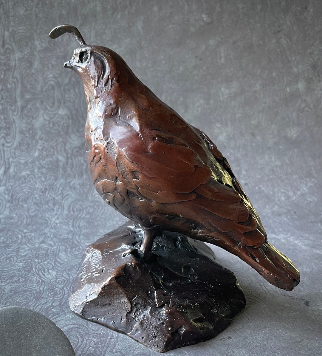 BRONZE QUAIL SCULPTURE, Female California Quail, Hand Cast Lost Wax ...