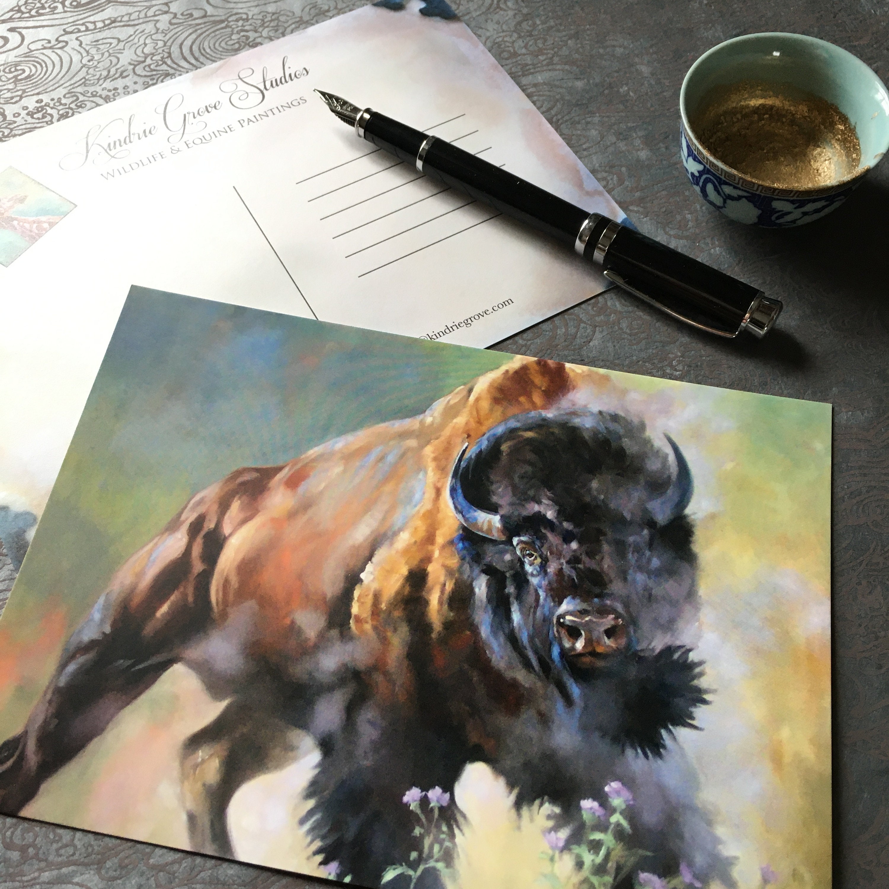 BUFFALO POSTCARD Rising Thunder: Bison Large Art Postcard - Etsy