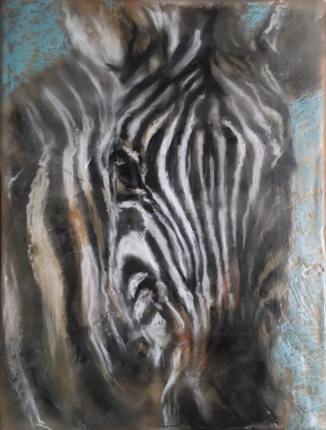 Zebra Yearling Encaustic Painting: Original Oil Pastel Art by Kindrie ...