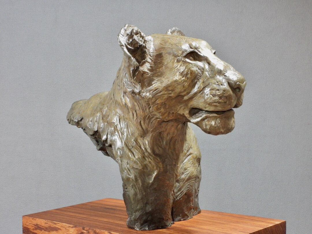 BRONZE LIONESS SCULPTURE, Huntress Ii, Lost Wax Hand-cast, Lion Lover ...