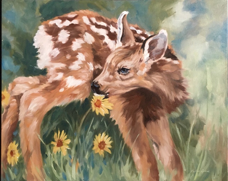 BABY DEER PAINTING Spirit of Spring: Mule Deer Fawn Original - Etsy Canada