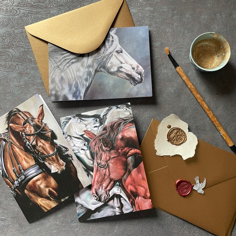 HORSES GREETING CARDS: Equine Art Cards Stationary Set Horse | Etsy