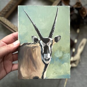 SMALL ANTELOPE PAINTING, Markings of Elegance, Original Art Oil ...