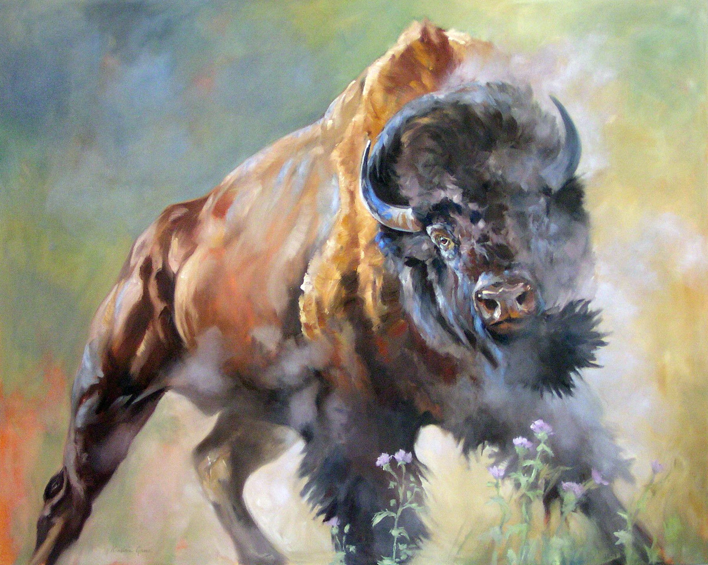BUFFALO POSTCARD Rising Thunder: Bison Large Art Postcard - Etsy