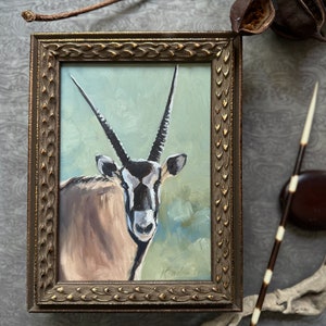 SMALL ANTELOPE PAINTING, Markings of Elegance, Original Art Oil ...