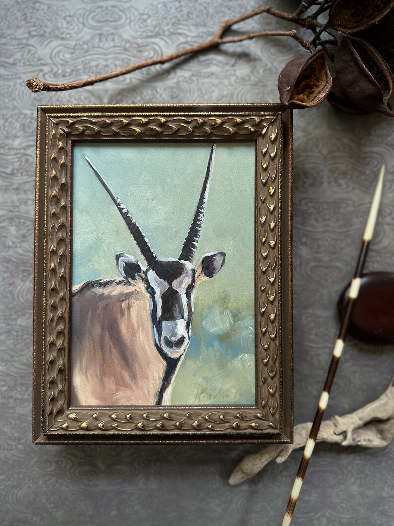 SMALL ANTELOPE PAINTING, Markings of Elegance, Original Art Oil ...