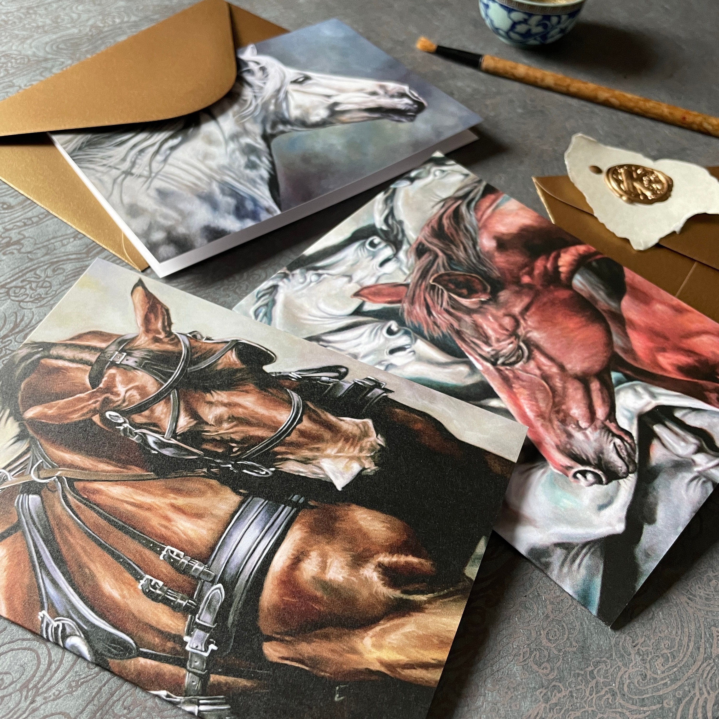 HORSES GREETING CARDS: Equine Art Cards Stationary Set Horse - Etsy