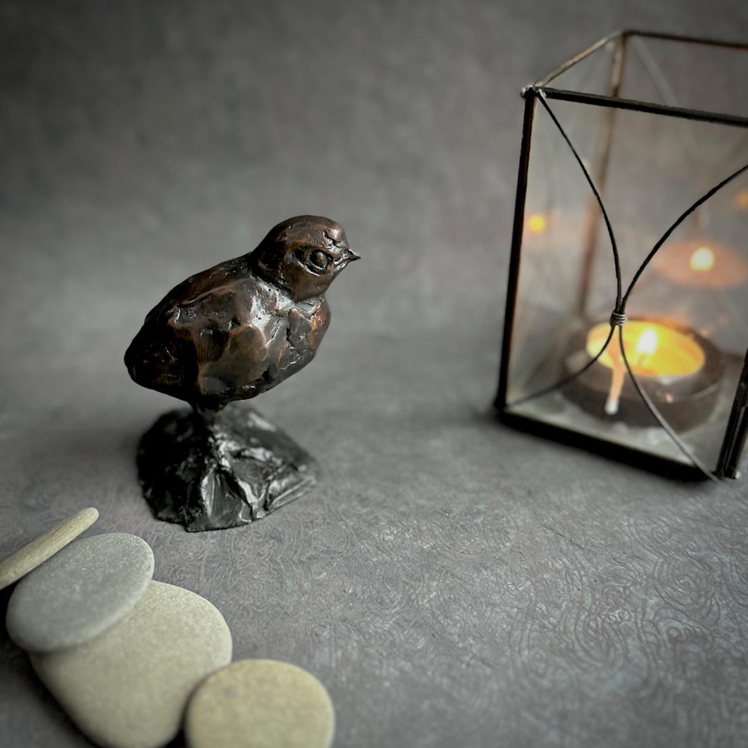 Bronze Quail Chick Sculpture: Hand-cast Metal Art, Bird Lover Gift by ...