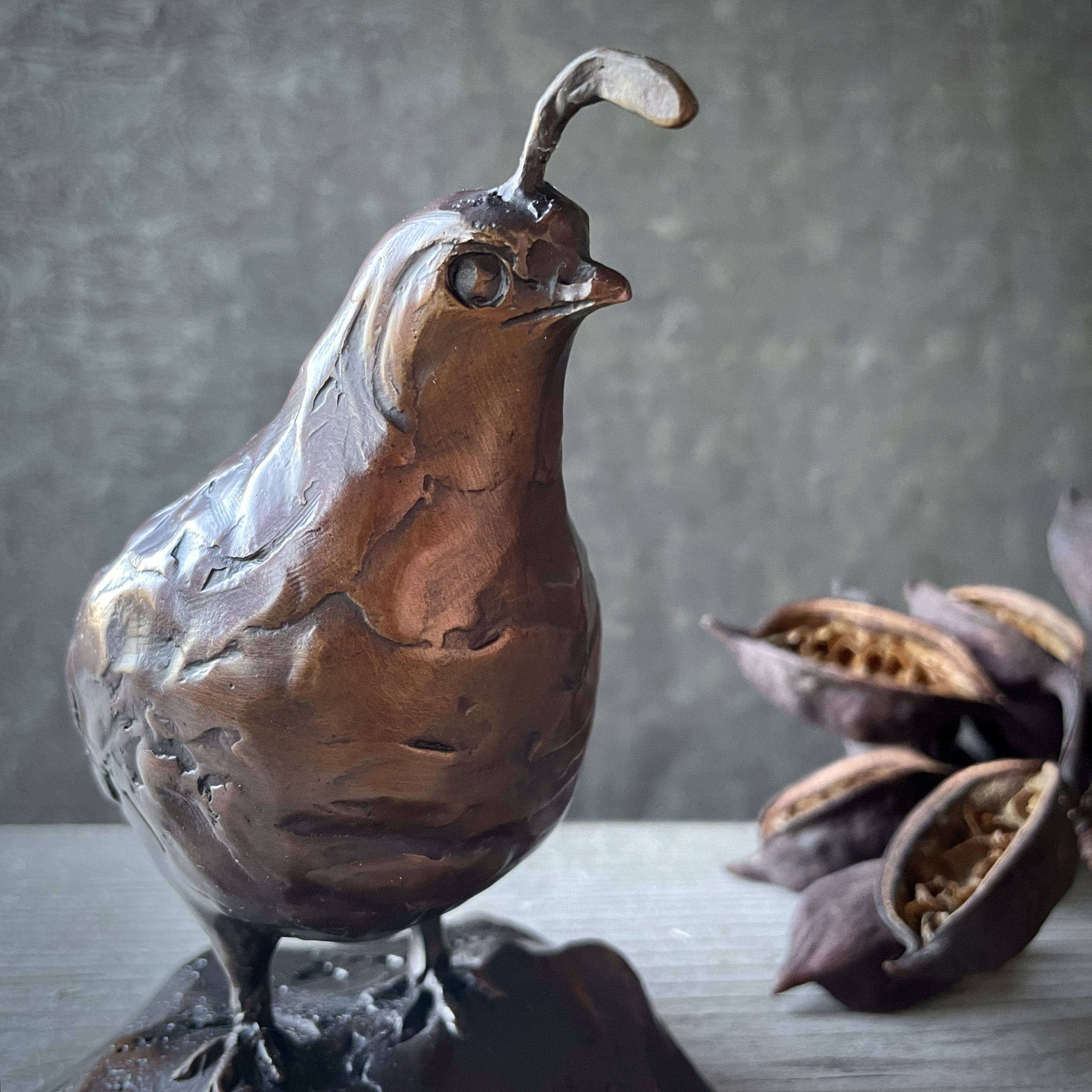 BRONZE QUAIL SCULPTURE, Female California Quail, Hand Cast Lost Wax ...