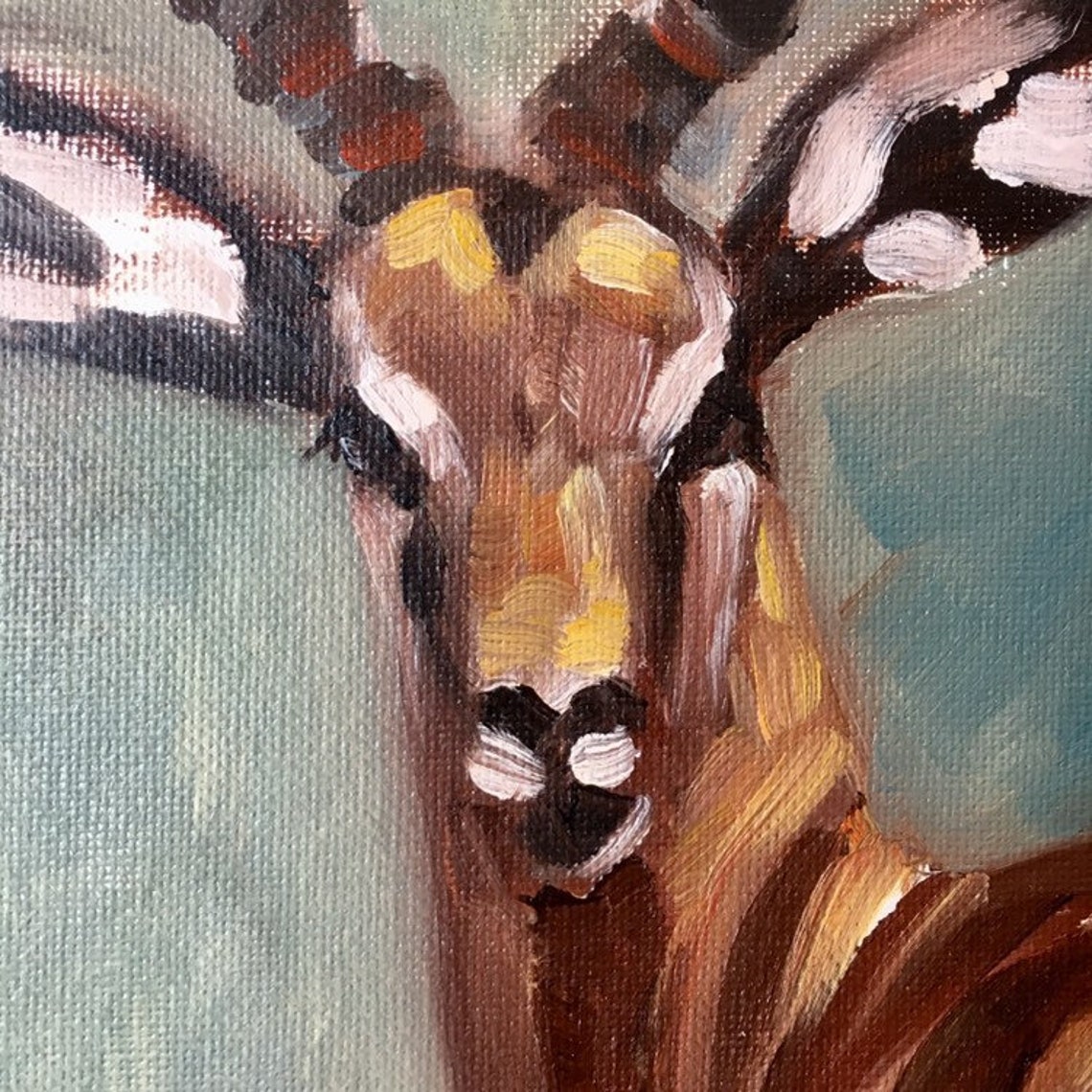 IMPALA PAINTING, Original Art, African Antelope Oil by Canadian Artist ...