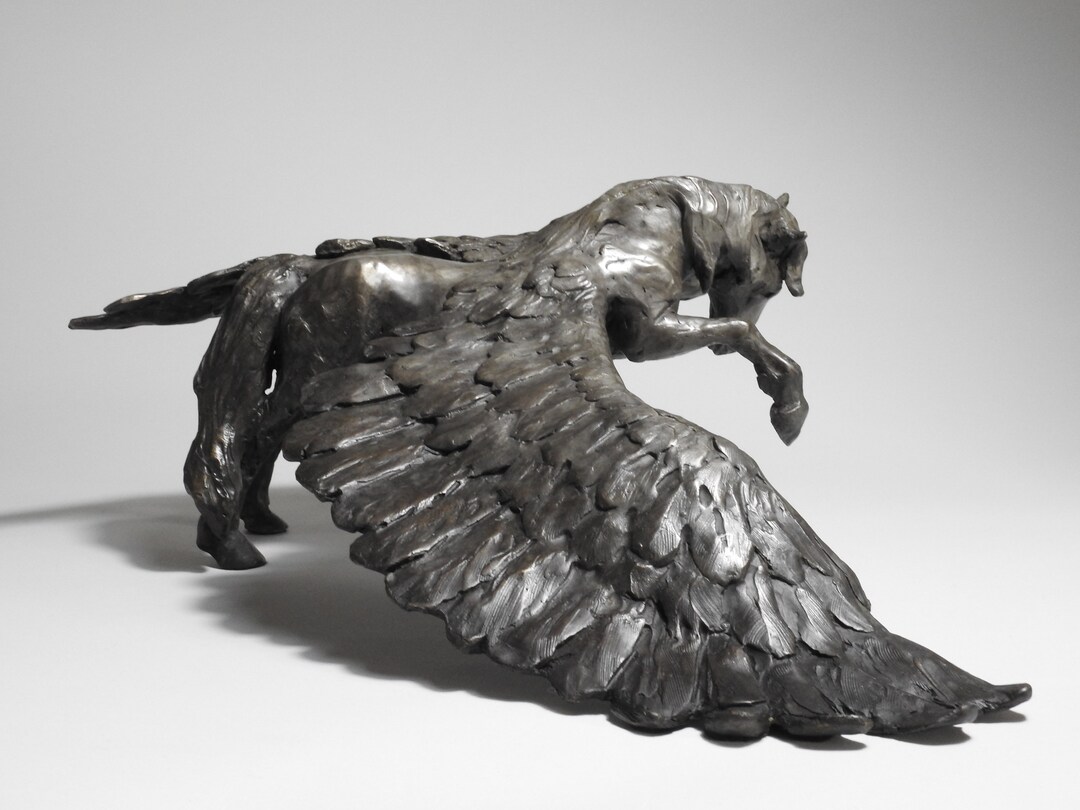 BRONZE PEGASUS SCULPTURE, Pegasus Unfolding, Cast Bronze, Winged Horse ...
