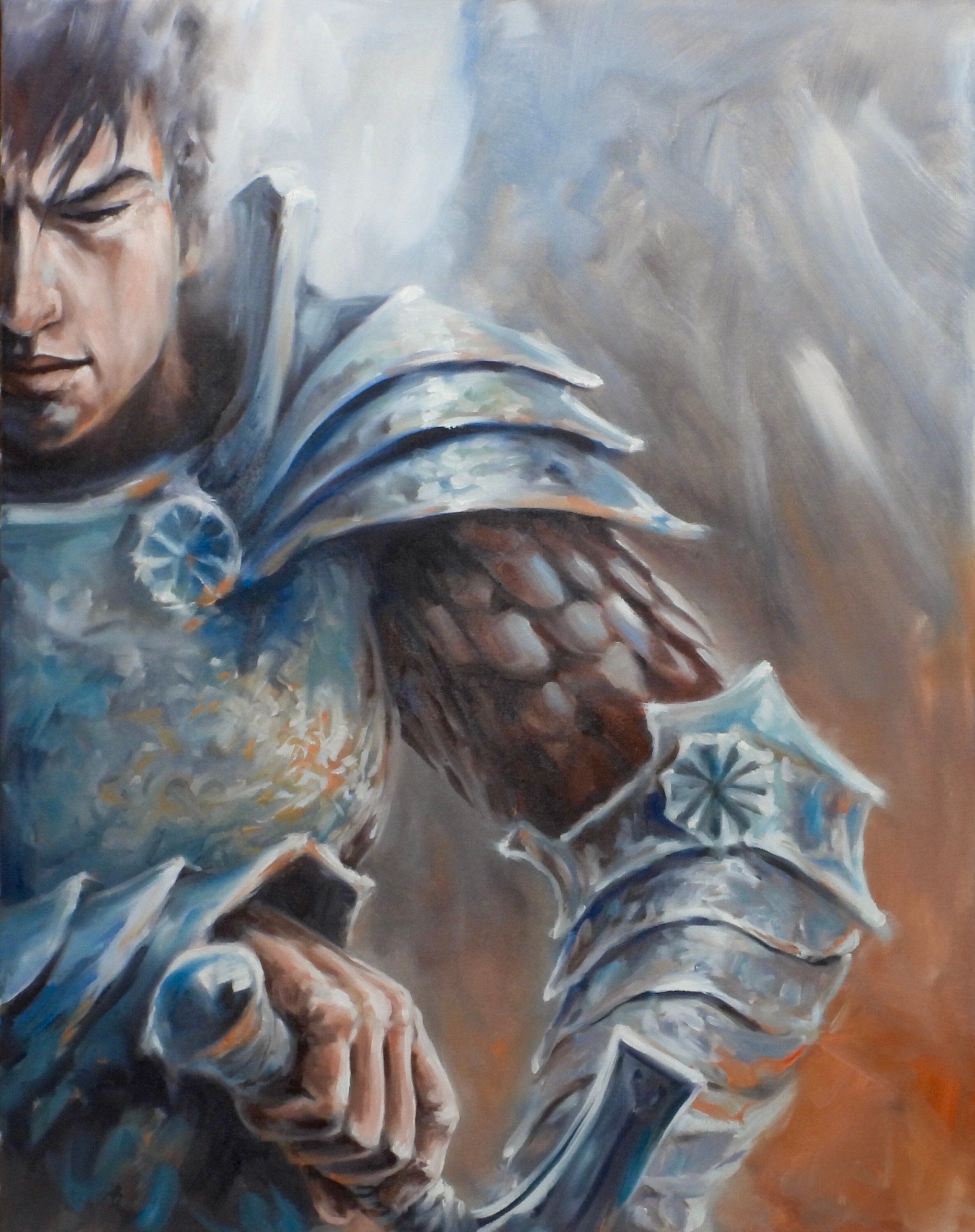 KNIGHT WARRIOR PAINTING First Guardian: Impression I - Etsy UK