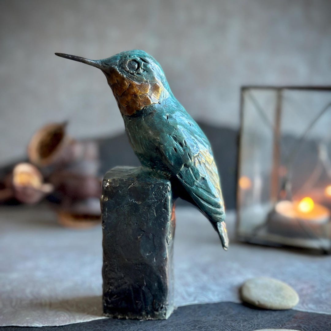Bronze Ruby-throated Hummingbird Sculpture: "seat for One Ii" Bird ...
