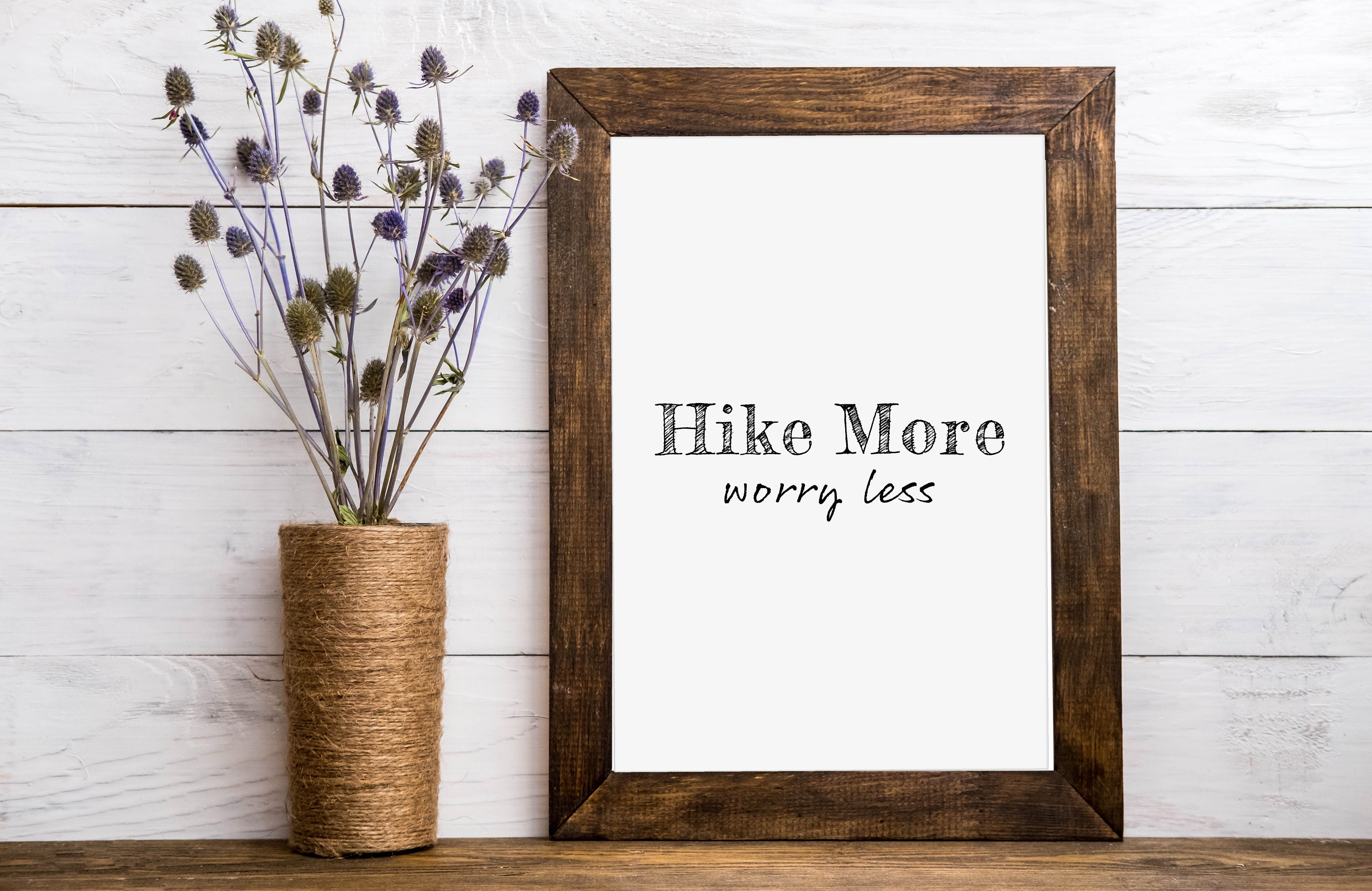 Hike More Worry Less, Printable Nature Wall Art Poster, Outdoor Sayings ...