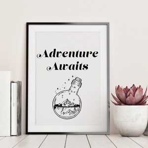 Adventure Awaits, Printable Wall Art Poster, Outdoor Sayings, Digital ...