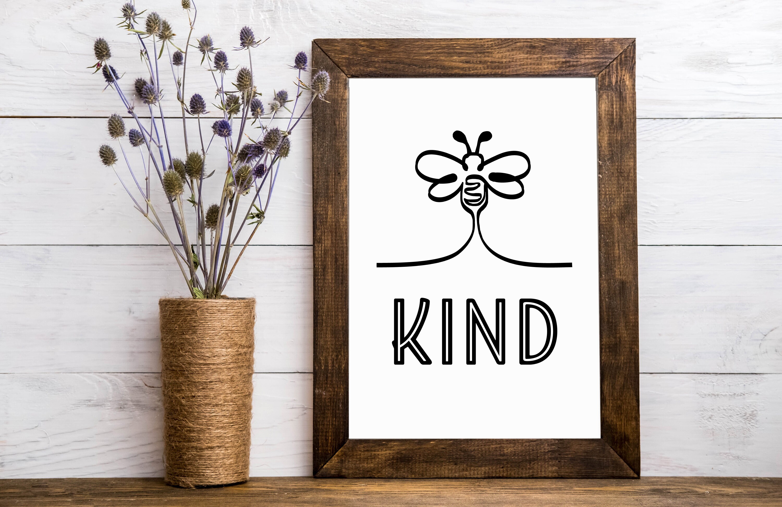 Bee Kind Printable Nature Wall Art, Typography, Digital INSTANT ...