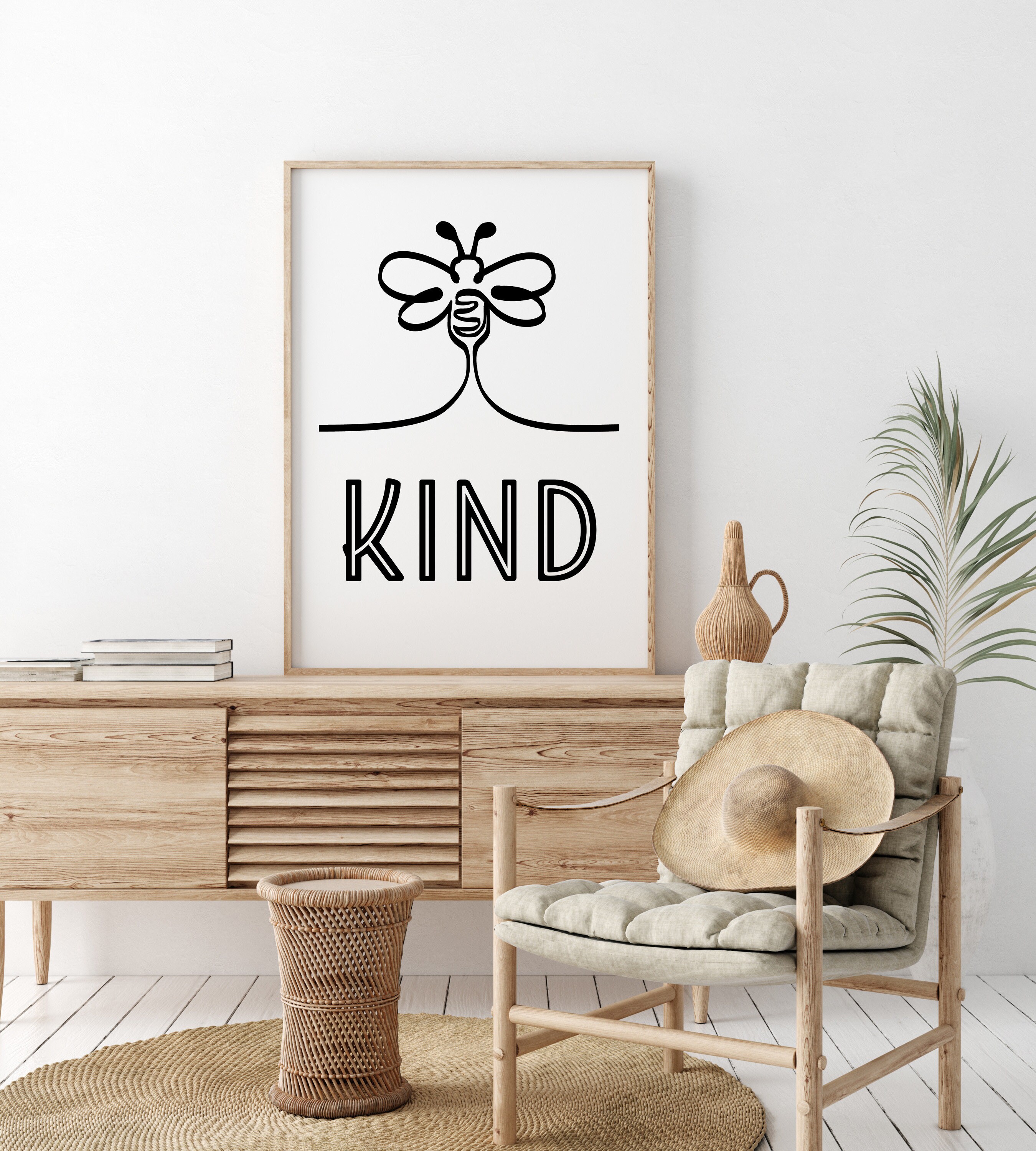 Bee Kind Printable Nature Wall Art, Typography, Digital INSTANT ...