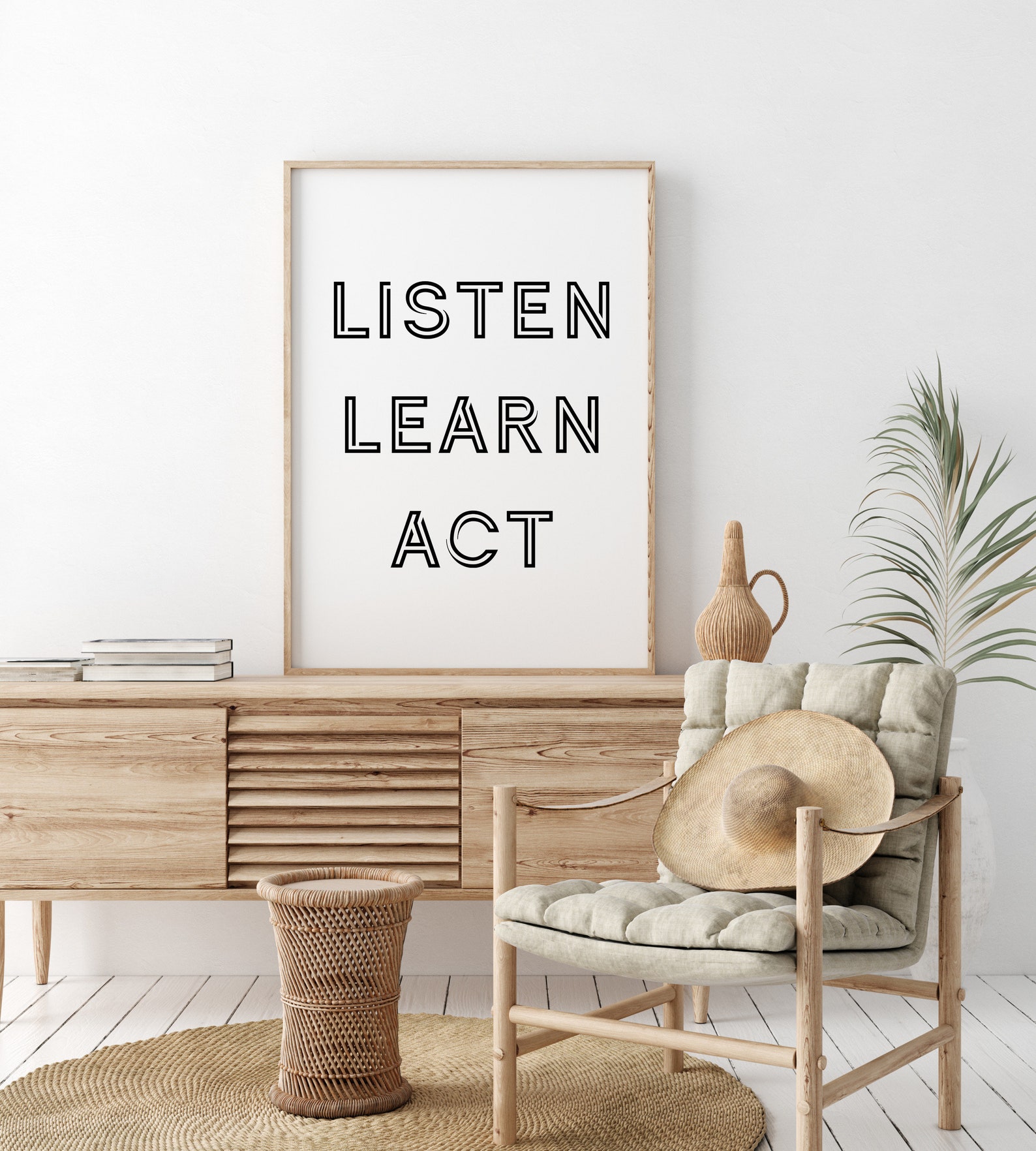 Listen Learn Act Printable Poster, Black Lives Matter Wall Art, Digital ...