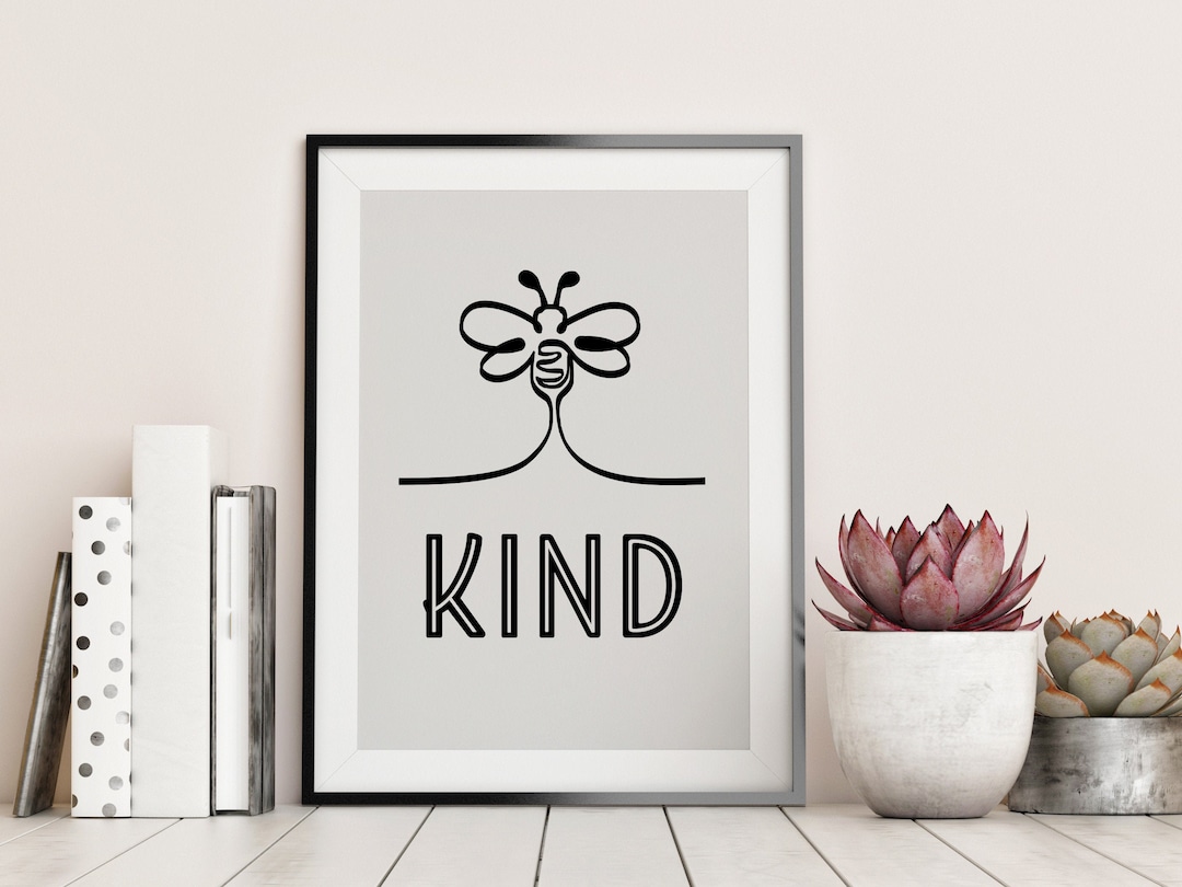 Bee Kind Printable Nature Wall Art, Typography, Digital INSTANT ...