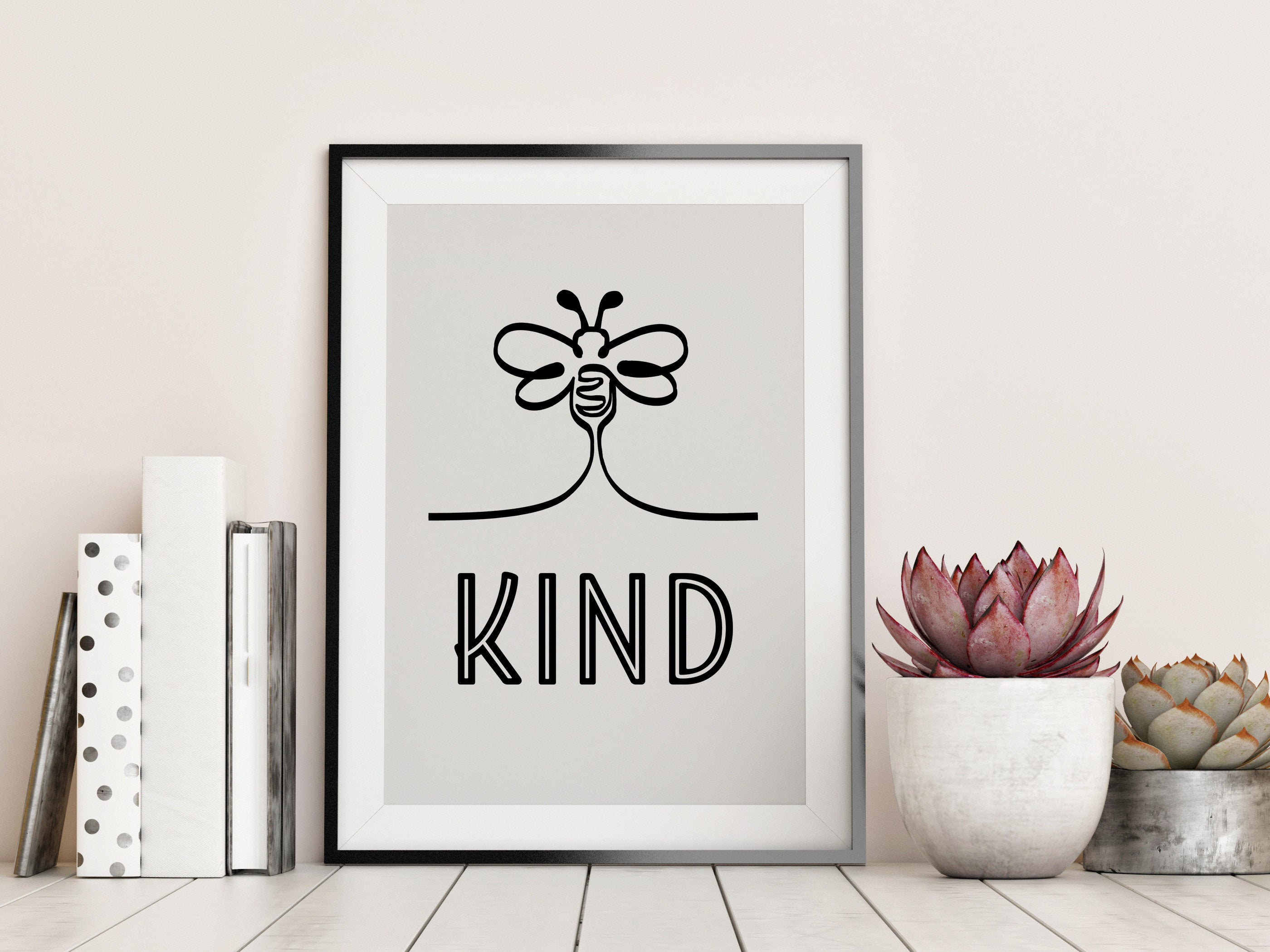Bee Kind Printable Nature Wall Art, Typography, Digital INSTANT ...