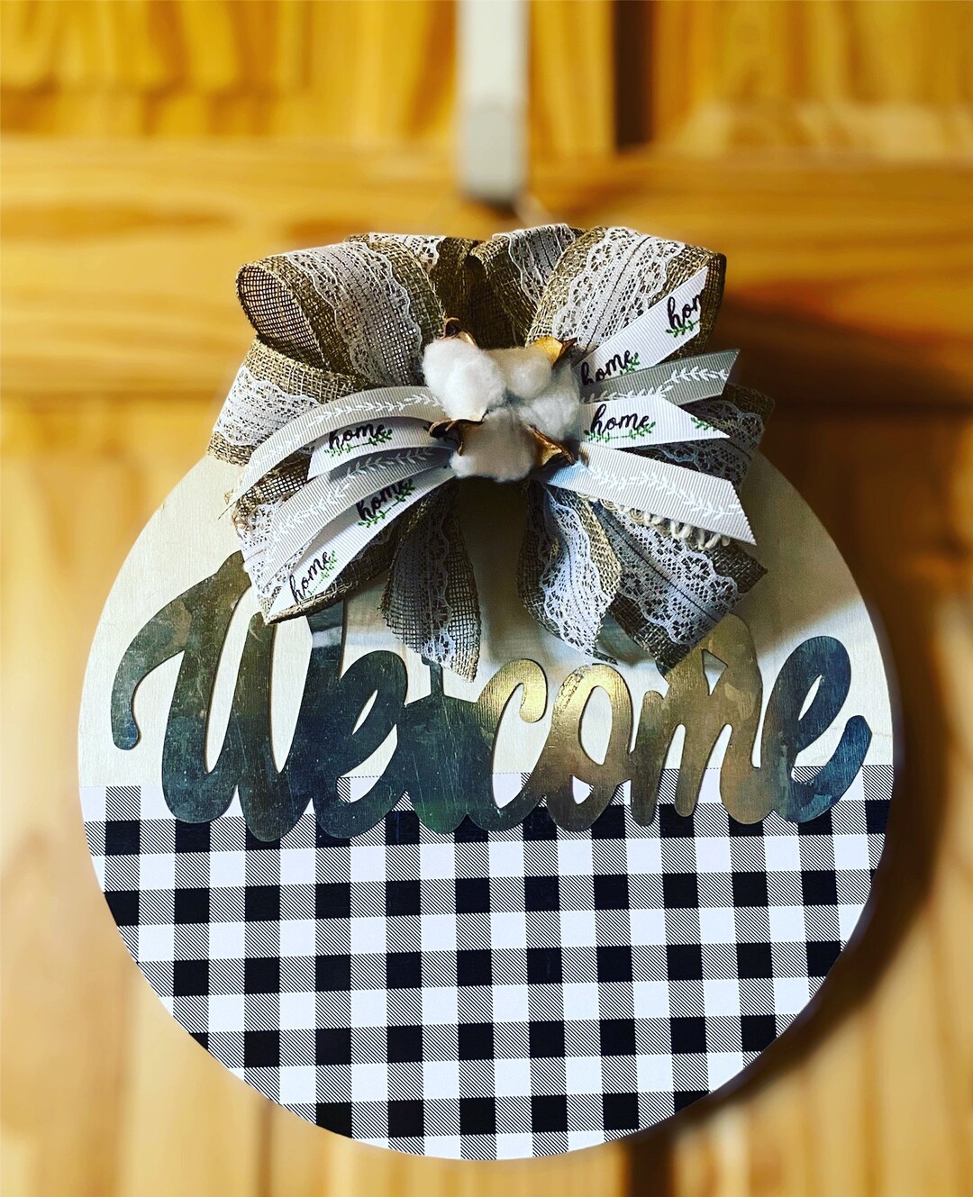 Buffalo Plaid Welcome Sign - Etsy