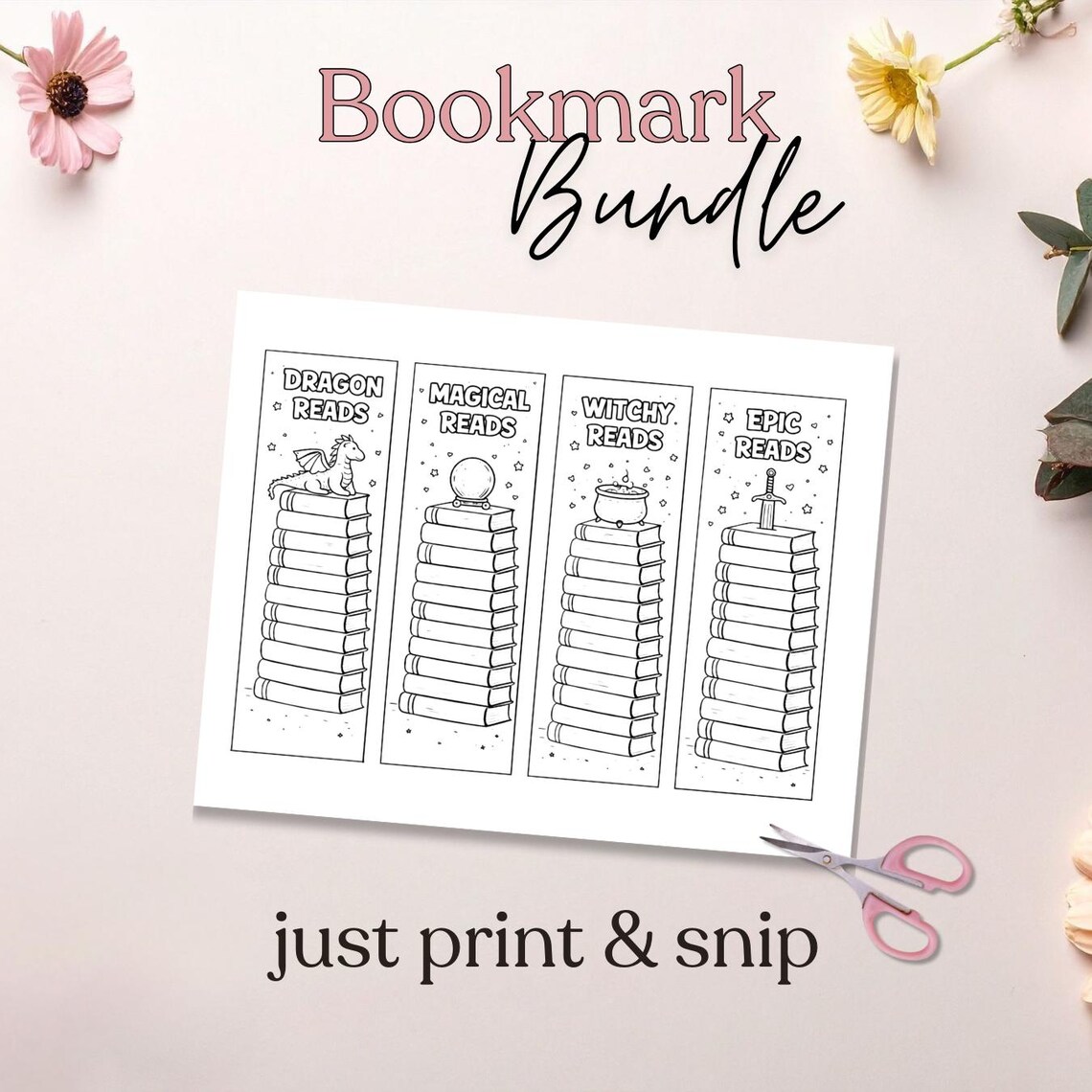 Coloring Bookmarks Printable Bundle PDF Set 20 Book Stack Reading ...