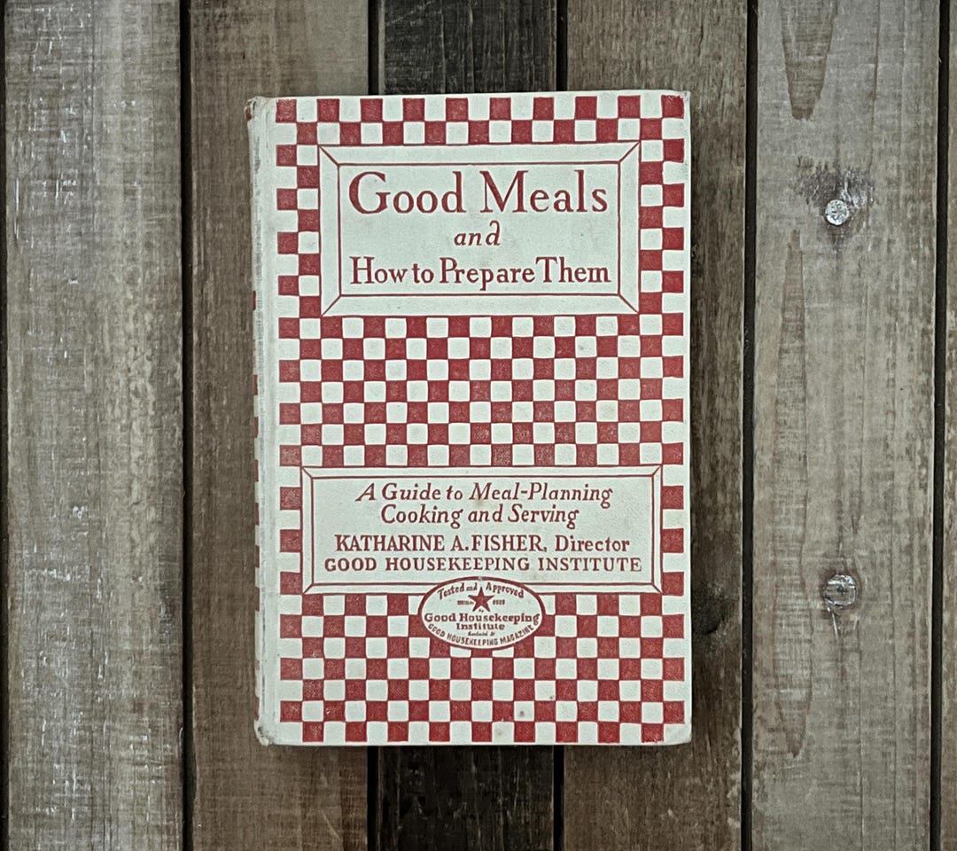 Vintage Cookbook Red Retro Kitchen Decor Cookery Recipe Book Summer ...