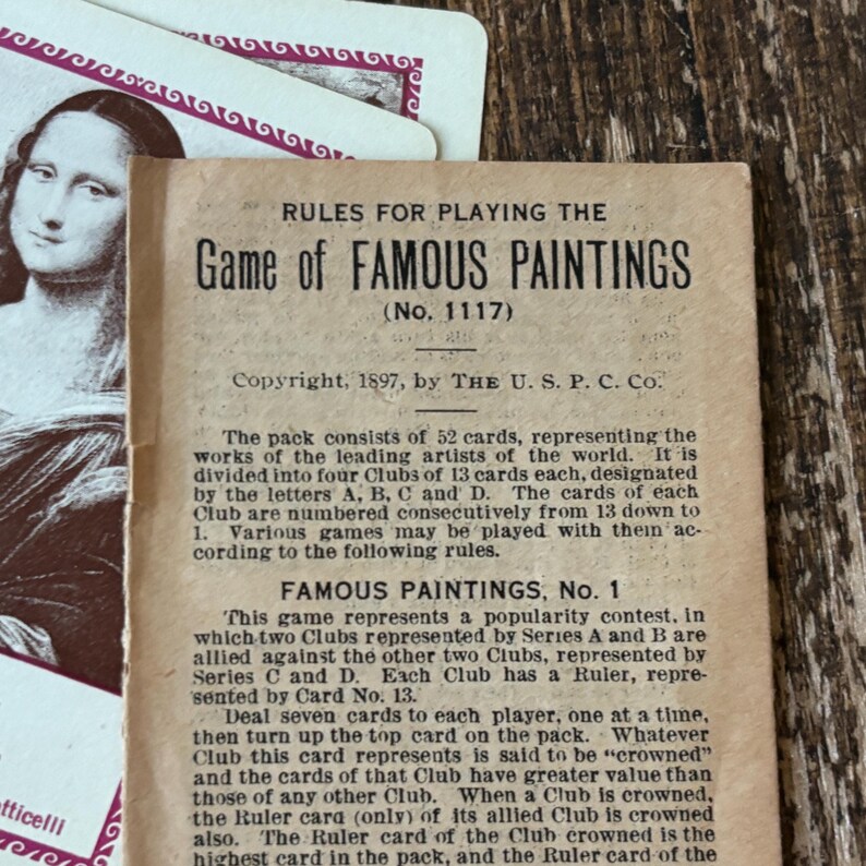 Vintage Famous Paintings Card Game Antique Art History Gift for Art ...