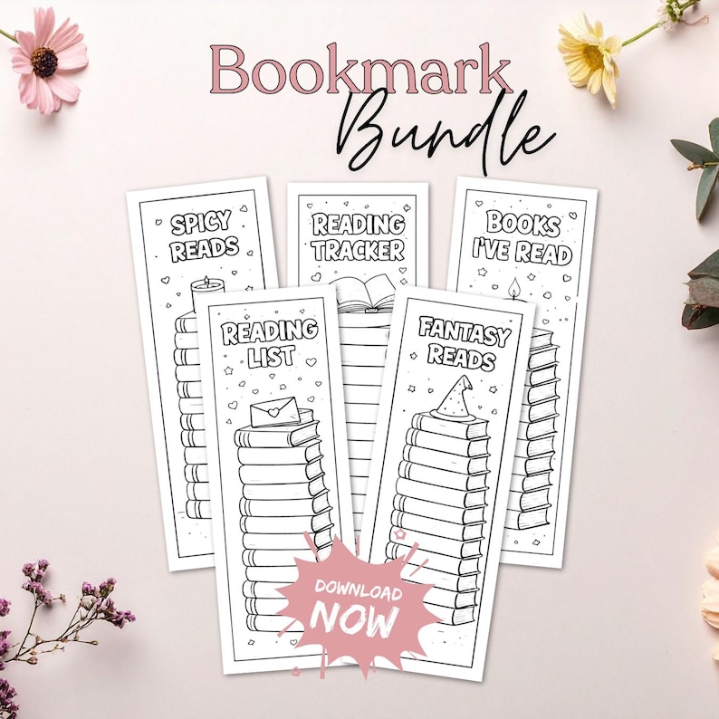 Coloring Bookmarks Printable Bundle PDF Set 20 Reading Tracker ...