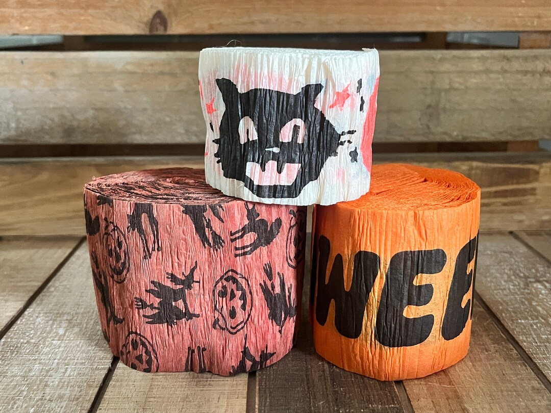 Vintage Halloween Crepe Paper Streamers Halloween Decorations Witch ...