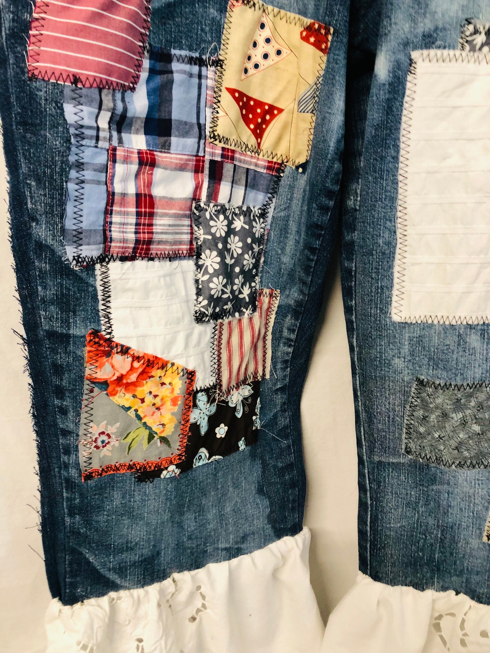 Upcycled Clothing for Women, Boho Patchwork Denim Bloomers, Upcycled ...