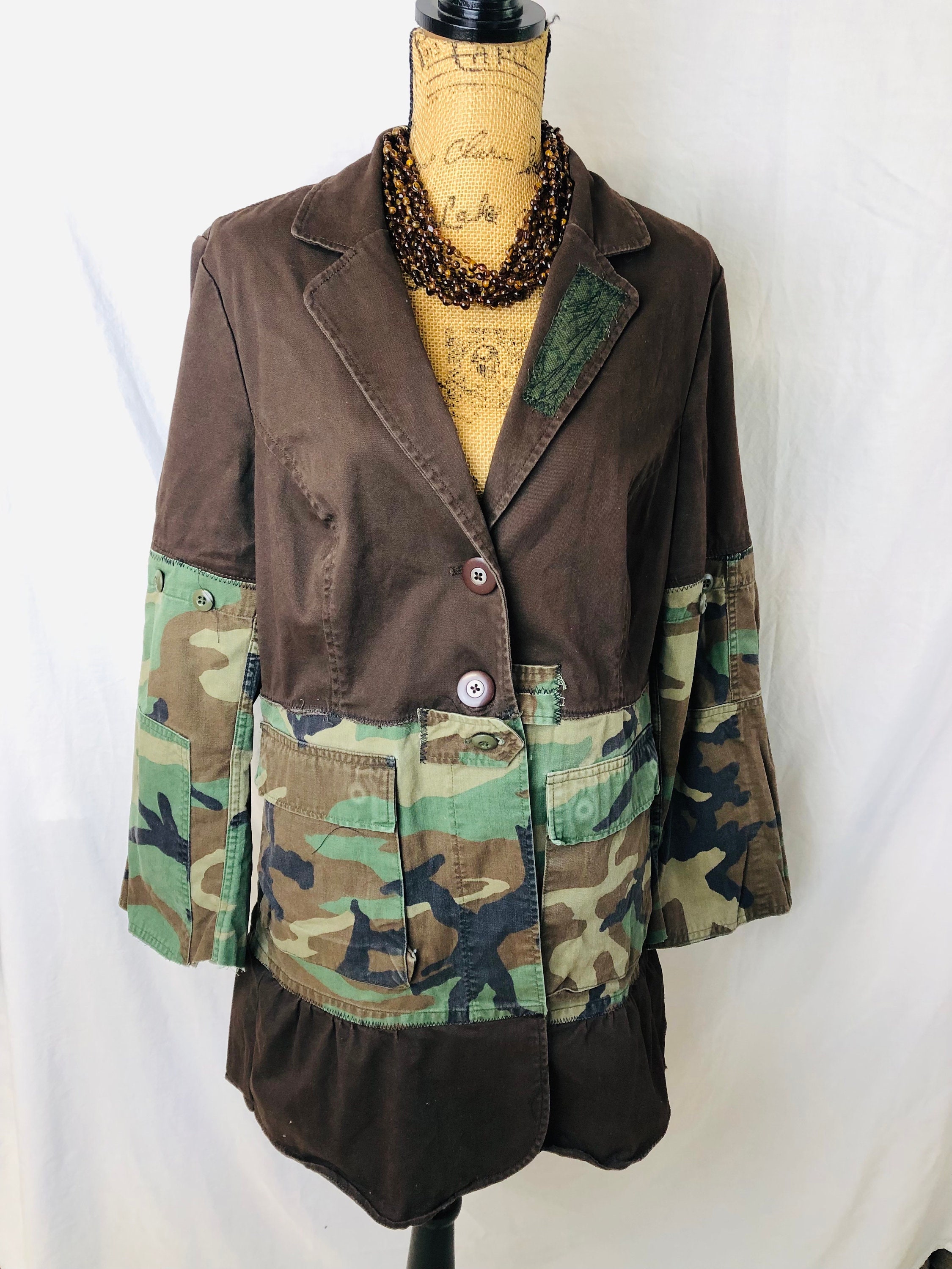 Upcycled Clothing for Women, Upcycled Army Jacket, Grungy Jacket, Art ...