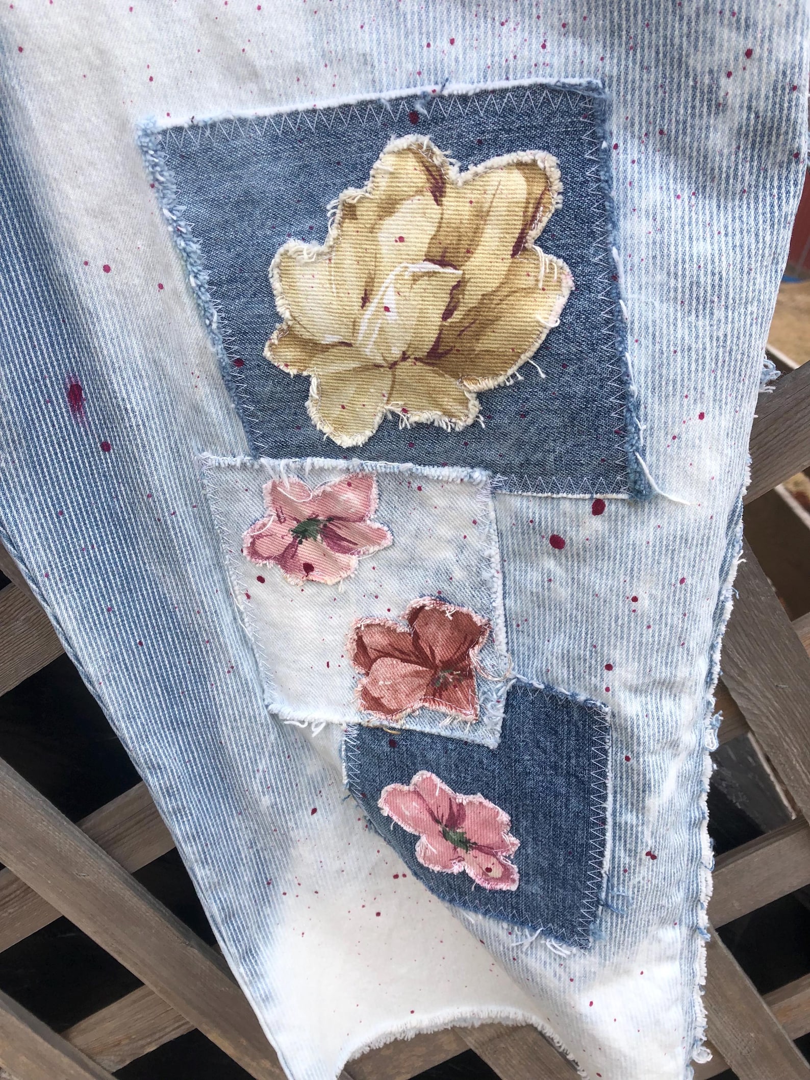 Upcycled Clothing for Women, Shabby Chic Capri Pants, Denim Capris ...