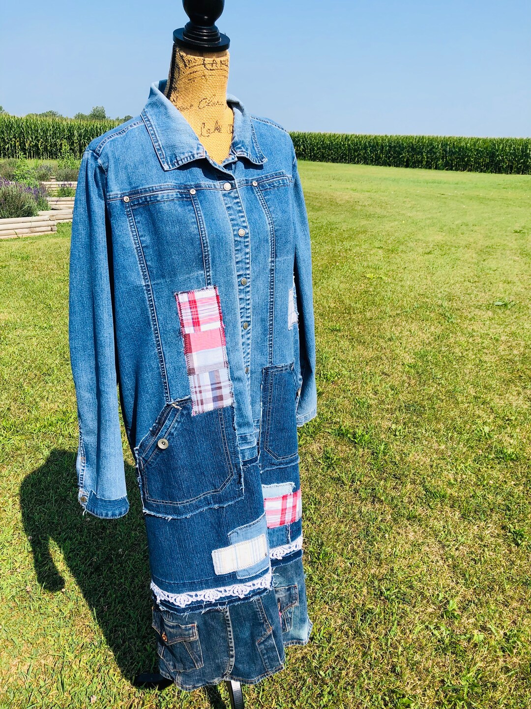 Upcycled Clothing for Women, Denim Jacket, Maxi Denim Coat, Upcycled ...