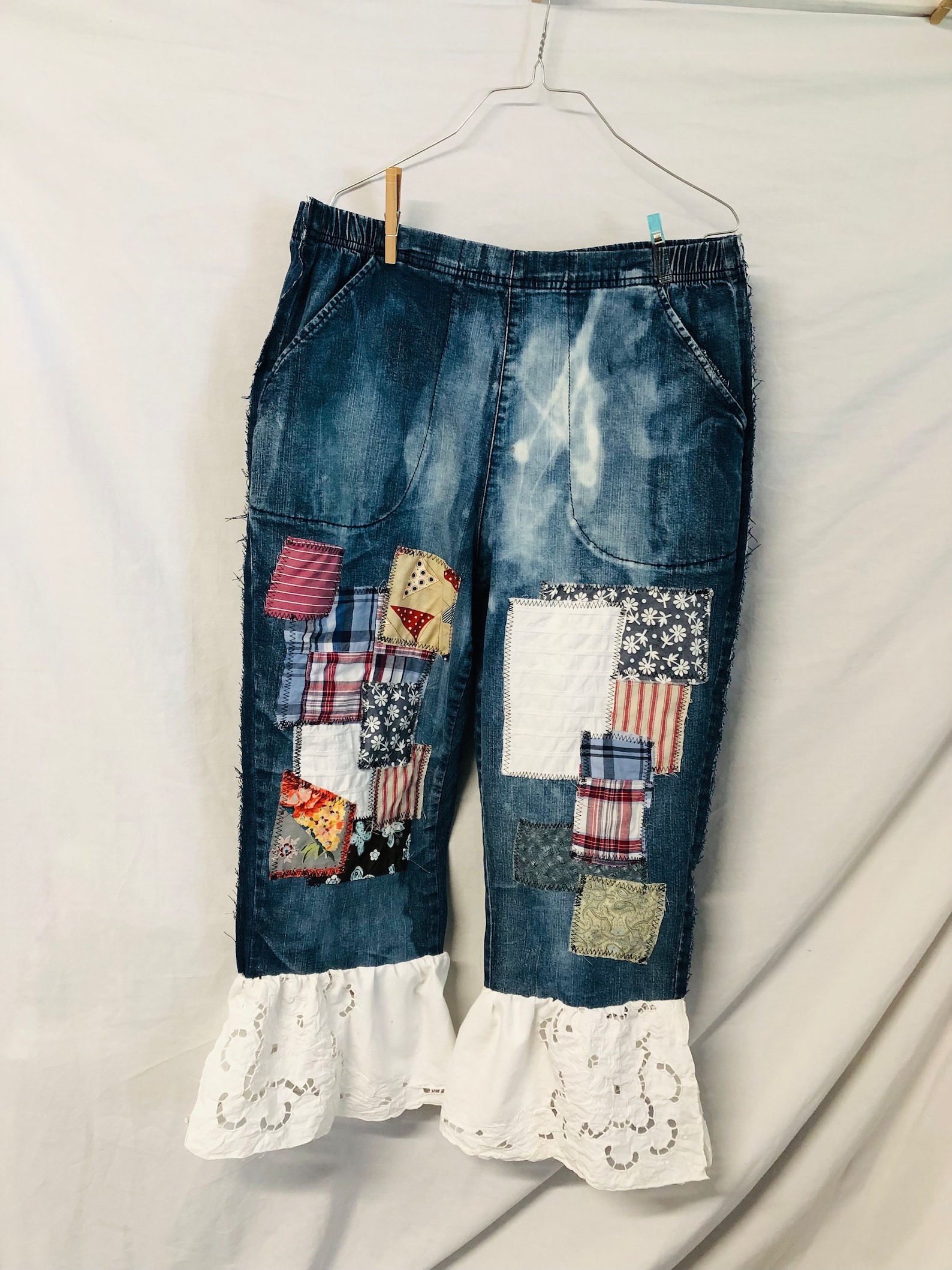Upcycled Clothing for Women, Boho Patchwork Denim Bloomers, Upcycled ...