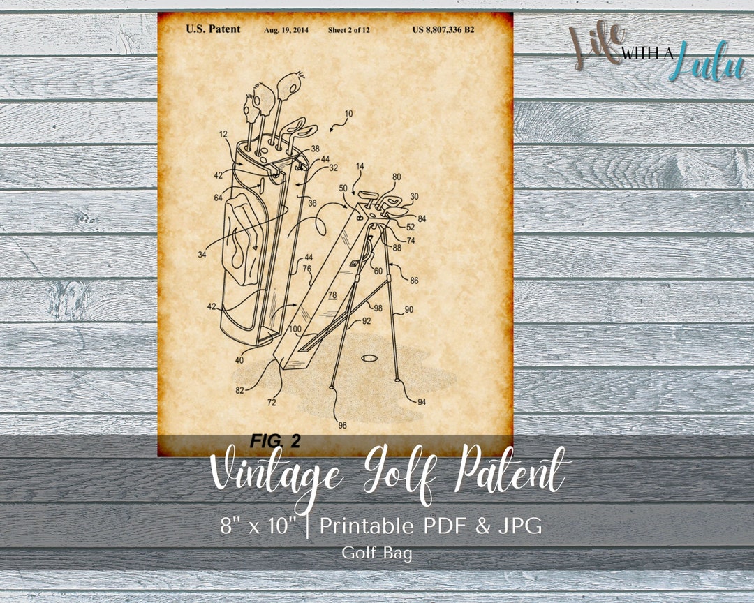 PRINTABLE Vintage Golf Bag Patent Print - Instant Download - Etsy