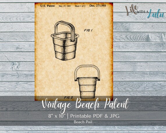 PRINTABLE Vintage Beach Pail Patent Print Instant Download - Etsy