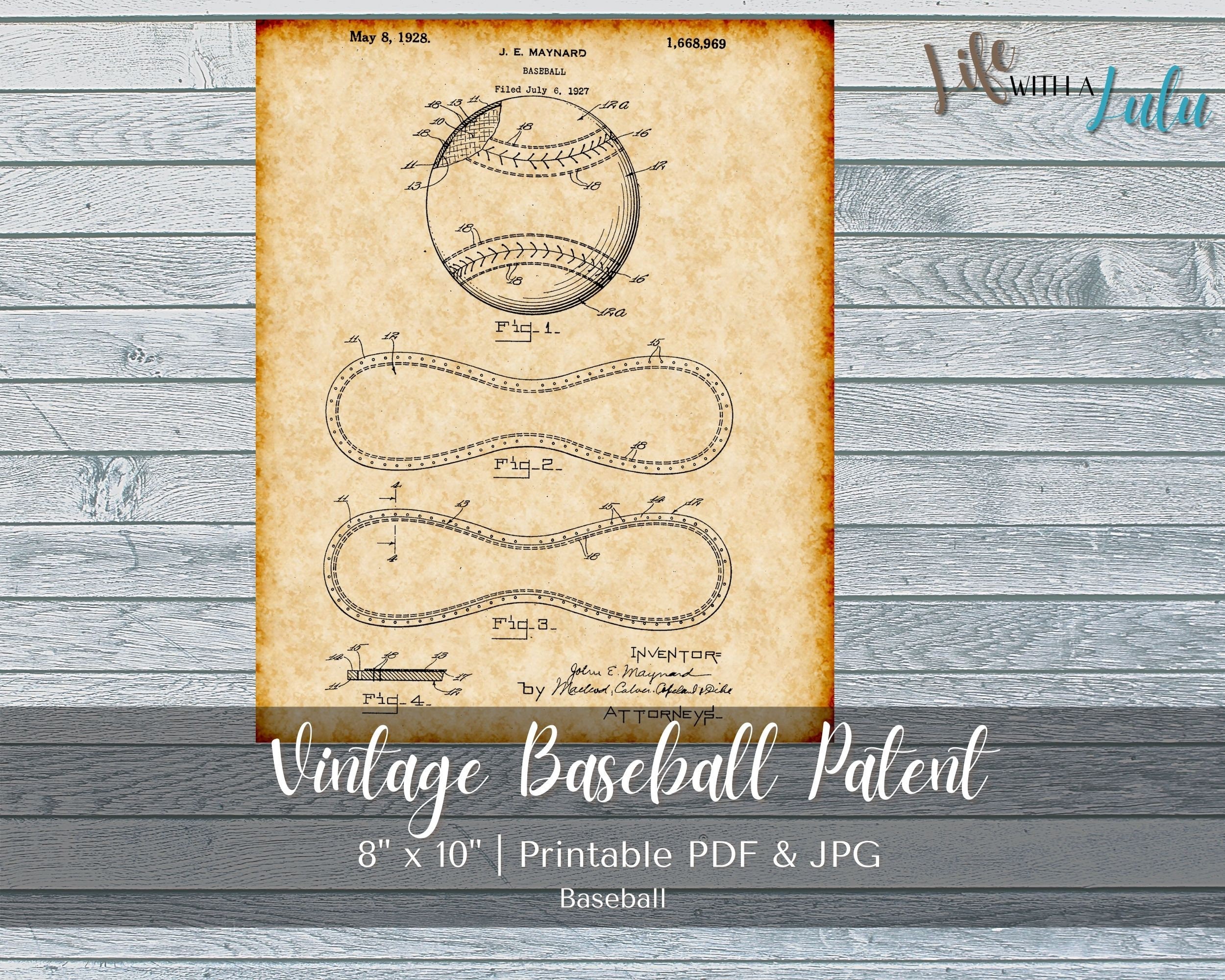 PRINTABLE Vintage Baseball Patent Print - INSTANT DOWNLOAD - Etsy